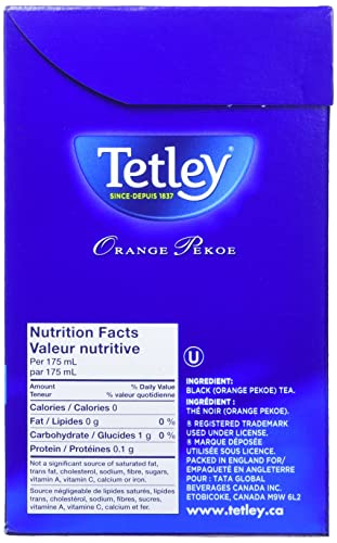 Tetley Orange Pekoe Tea, 144 Count Tea Bags, 454g/1lb, (Imported from Canada}