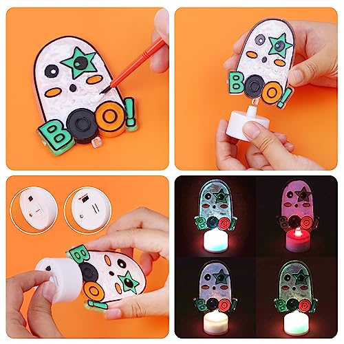 Suncatchers for Kids to Paint,Halloween Decorations DIY Led Light Up Suncatchers,Halloween Classroom Prizes,Halloween Crafts for Kids, Ages 4,5,6,7,8,9