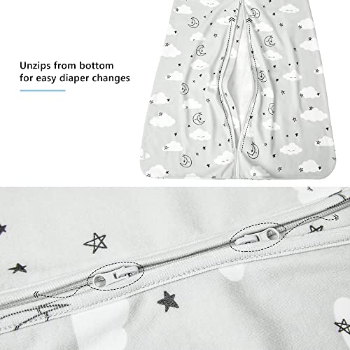 TILLYOU Cotton Sleep Sack 2 Pack - TOG 1 Baby Wearable Blanket with 2-Way Zipper, Extra Soft Sleeveless Sleeping Bag for Infants, 6-12 Months, Grey Cloud & Gray Arrow