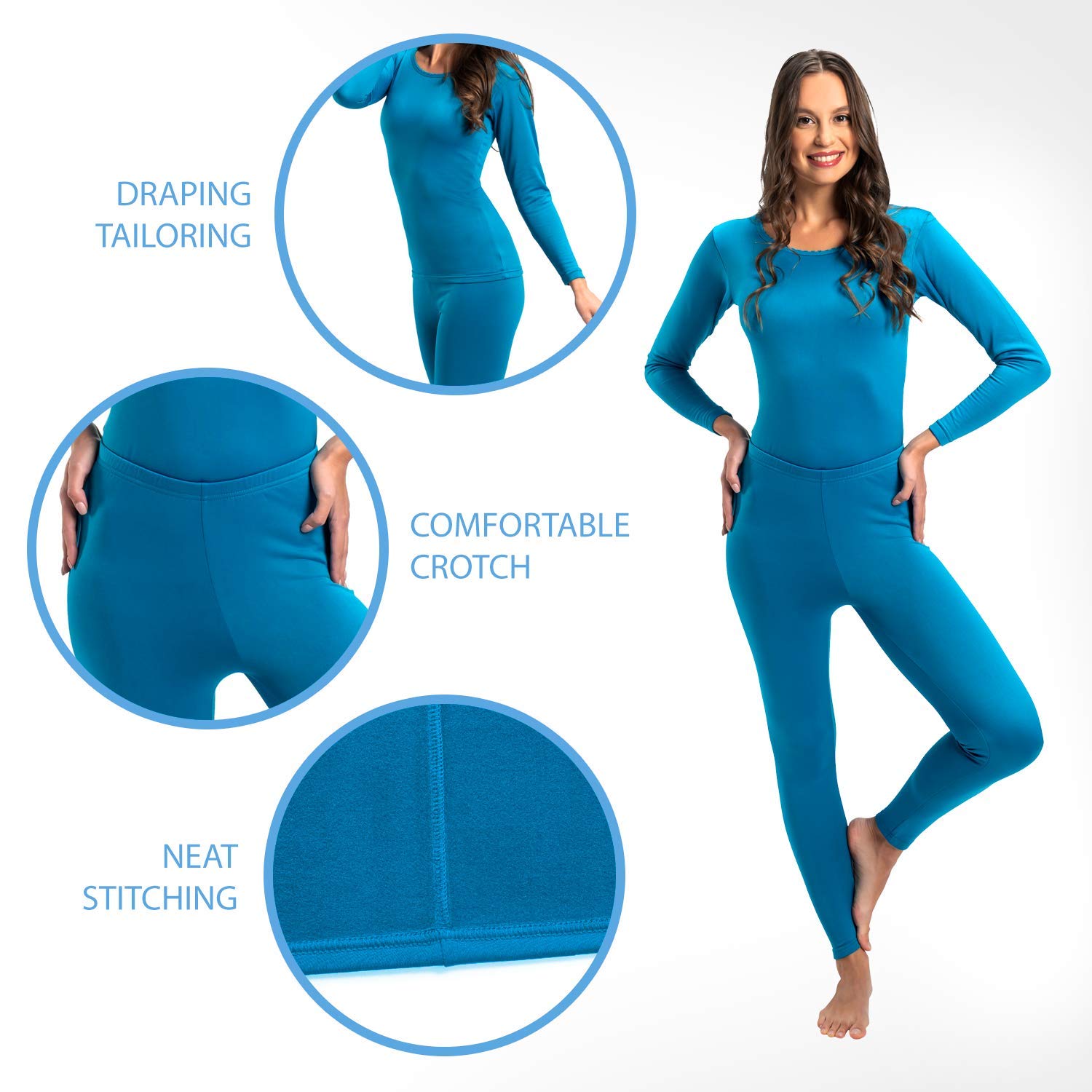 Rocky Thermal Underwear for Women Lightweight Cotton Knit Thermals Women's Base Layer Long John Set (Black - Lightweight - Large)