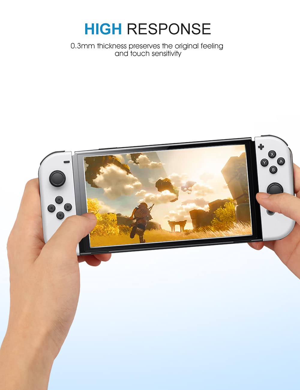 SPARIN 2 Pack Tempered Glass Screen Protector Compatible with Nintendo Switch OLED Model 2021, High Response and Anti-Scratch