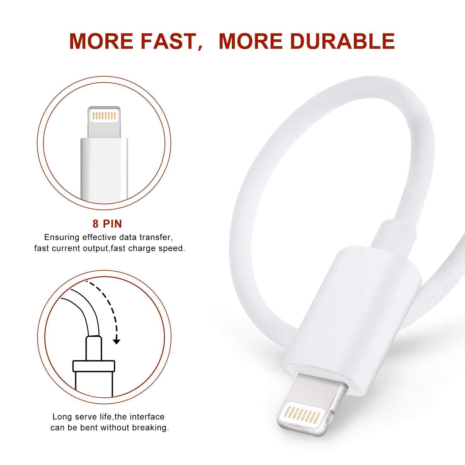 sharllen iPhone Charger Cable (3 Pack 3FT) Fast USB iPhone Charging Cable Long Cord Compatible iPhone 14/13/12/11/XS/Max/XR/X/8/8 Plus/7/7 Plus/6/6 Plus/6S/6S Plus More (White)