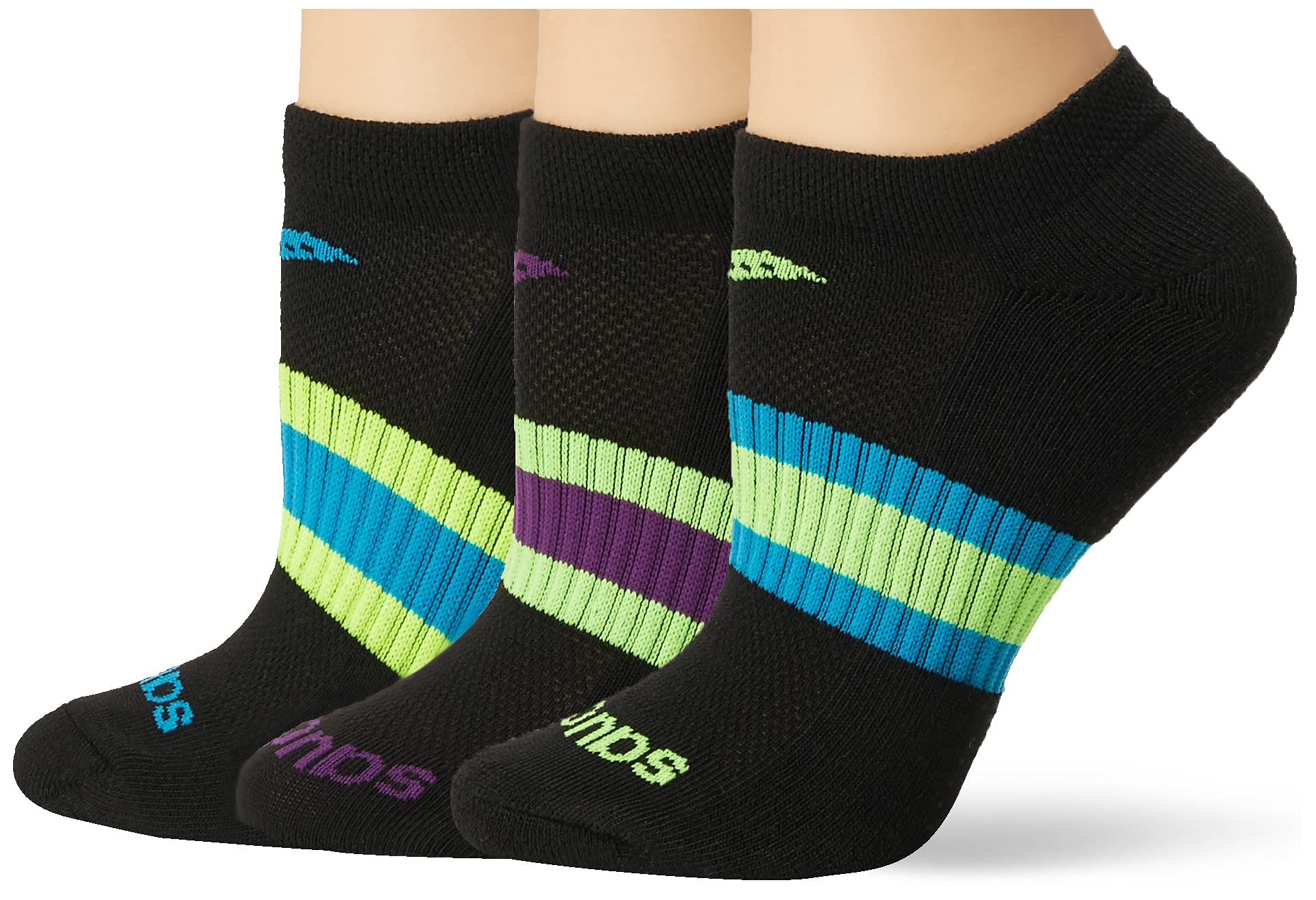 Saucony Women's 6 Pairs Performance No Show Socks, White Assorted, Shoe Size: 5-10