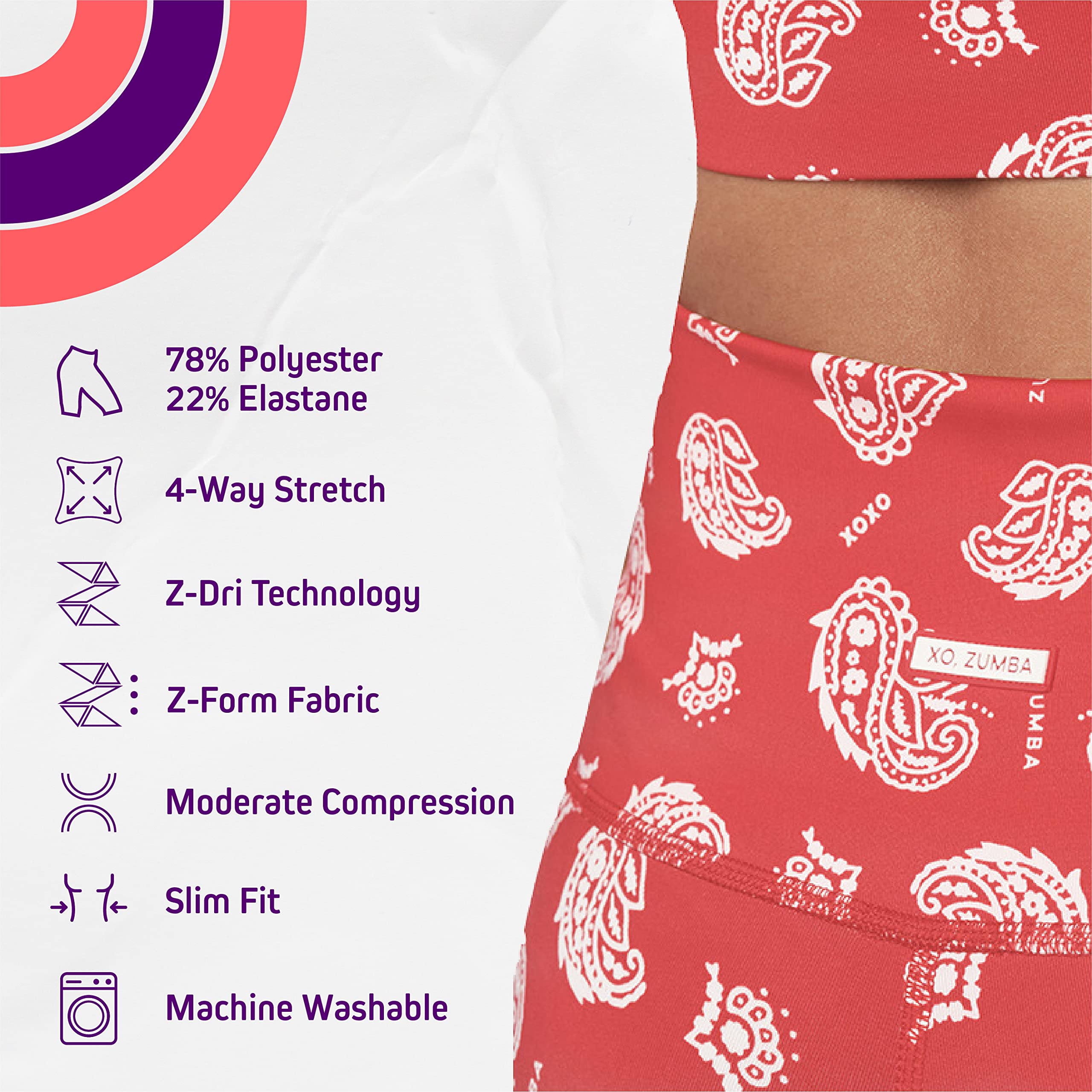ZUMBA Biker Shorts Clothes for Women Workout High Waisted Shorts, XL, Pink