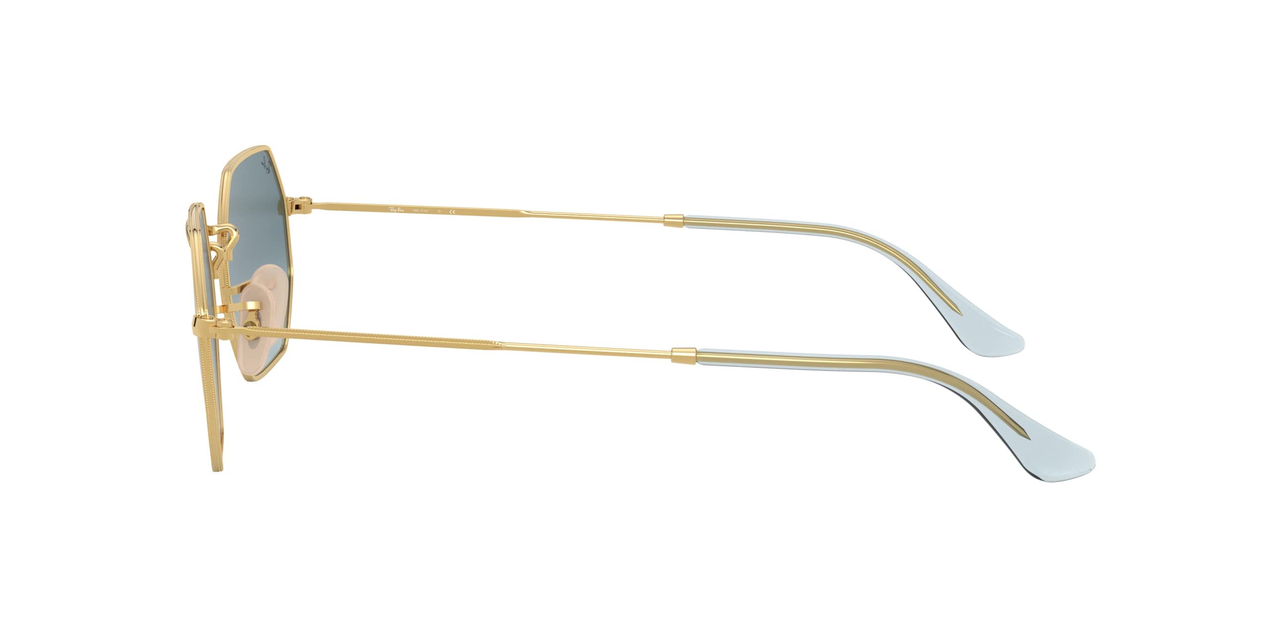 Ray-Ban RB3556N Octagonal Flat Lens Sunglasses, Gold/Blue Gradient Grey, 53 mm