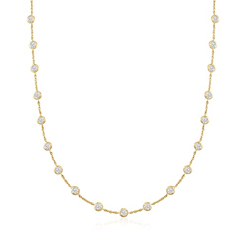 Ross-Simons 10.00 ct. t.w. Bezel-Set CZ Station Necklace in 18kt Gold Over Sterling. 16 inches