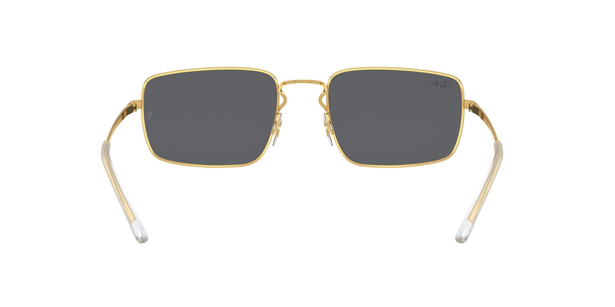 Ray-Ban RB3669 Rectangular Sunglasses, Black On Gold/Dark Grey, 55 mm