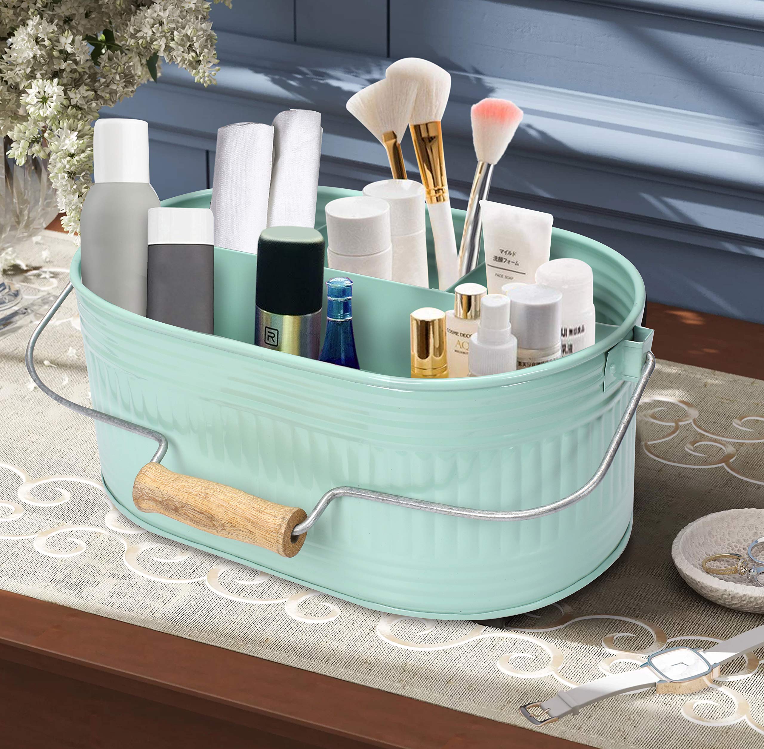 utensil caddy for parties, utensil caddy for countertop, kitchen utensil caddy, plate and utensil caddy - picnic utensil caddy, kitchen utensil caddy for countertop - 13.5 Inches (Mint Green)