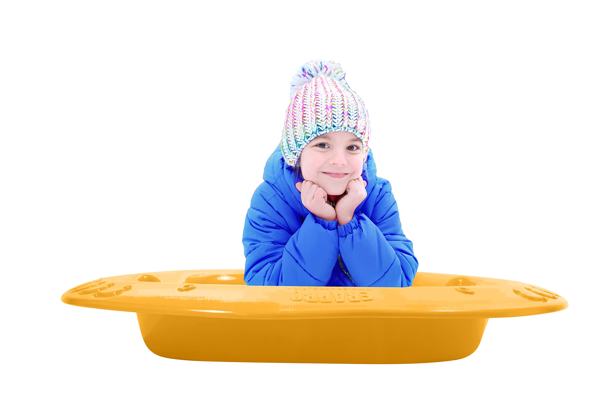 Superio Toboggan Snow Sled for Kids and Adults, 36" and 48" Heavy Duty Plastic Slider with Handles and Hole for Pull Ropes- Kid and Adult Winter Fun, 3 Pack (Red, Yellow, Blue-36)