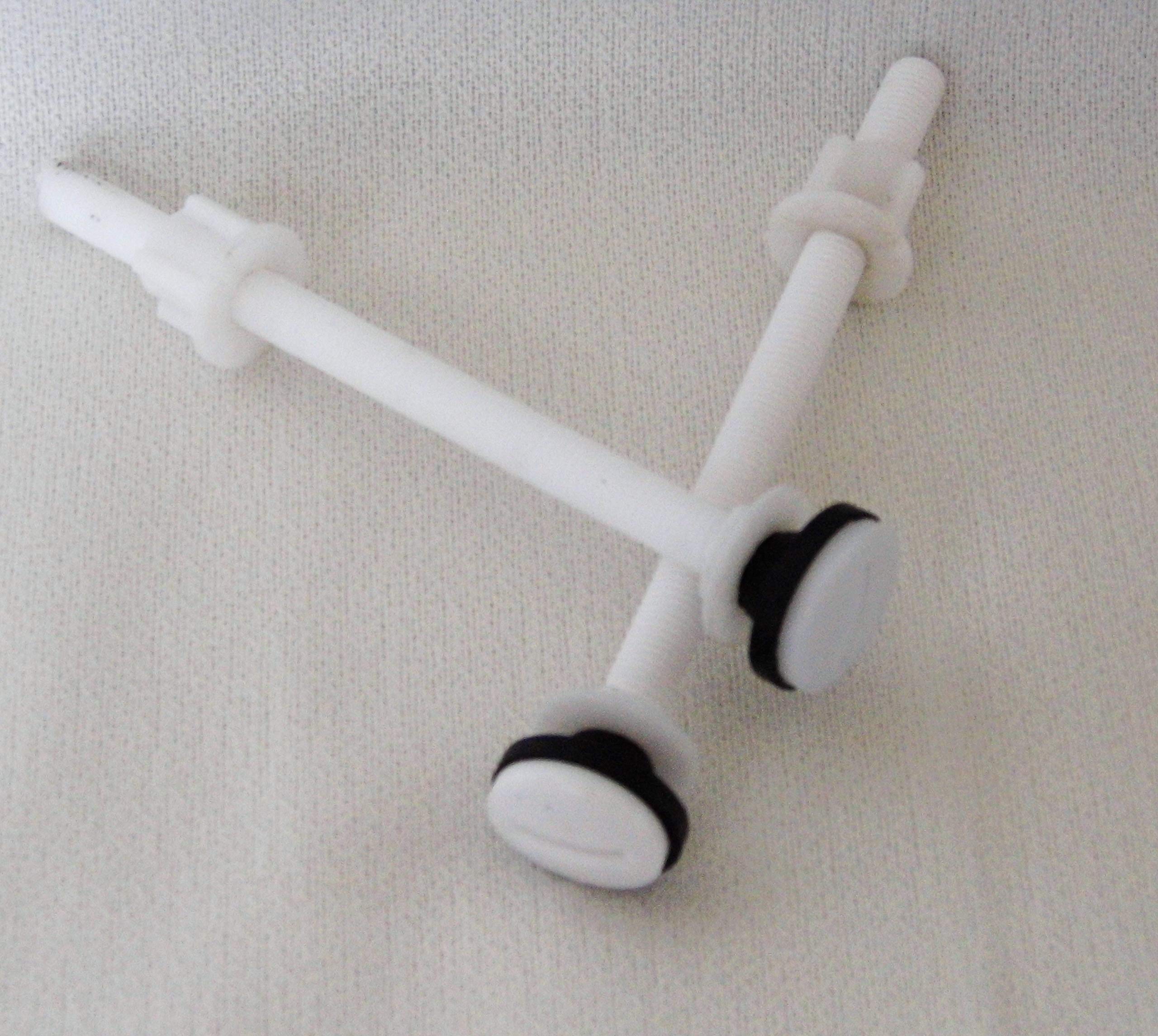 Toilet Seat Bolts, Made for Raised Toilet Seats, Two Hinge Bolts, Nylon Plastic, 6 Inch by 3/8 Inch Heavy Duty Bolts with Rubber Washers and Easy Screw Hex Nuts