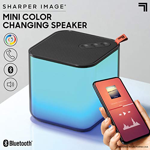 Sharper Image Mini Color Changing Speaker, Sync to Smartphone or Tablet with Bluetooth, Impressive Sound Quality, Stream 4 Hours per Charge, Rechargeable, LED, Speakerphone