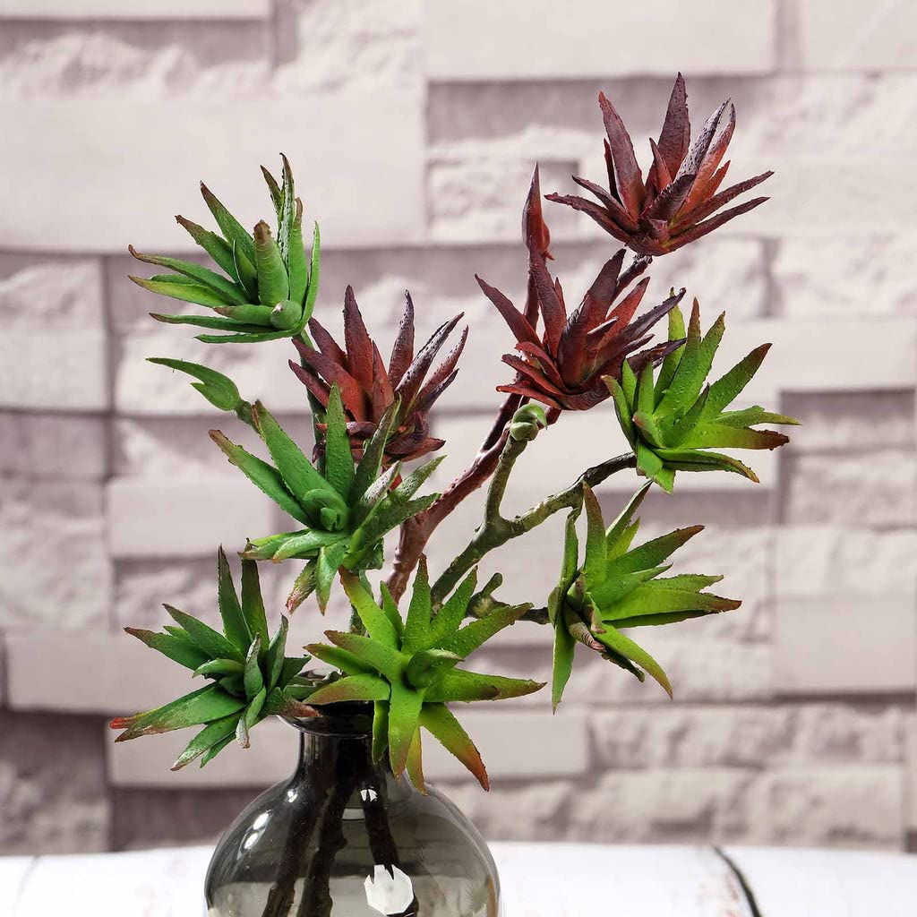 Tableclothsfactory Set of 3 | 13ā Assorted Artificial Succulent Plants Yucca Aloe Vera Long Stem Mini Green Plants