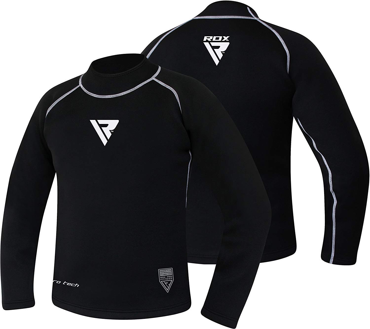 RDX Neoprene MMA Compression Base Layer Rash Guard Thermal Sauna Suit Shirt Top Sweatshirts,Black,X-Large
