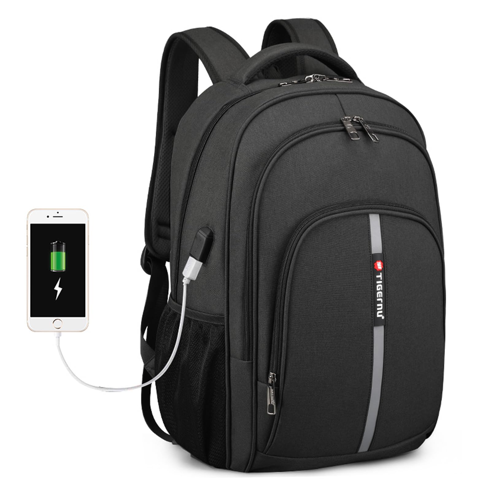 TIGERNU Laptop Backpack for Men Anti Theft Travel Backpacks Computer Work Backpack Fits 15.6 Inch Laptop (T-B007 Black)
