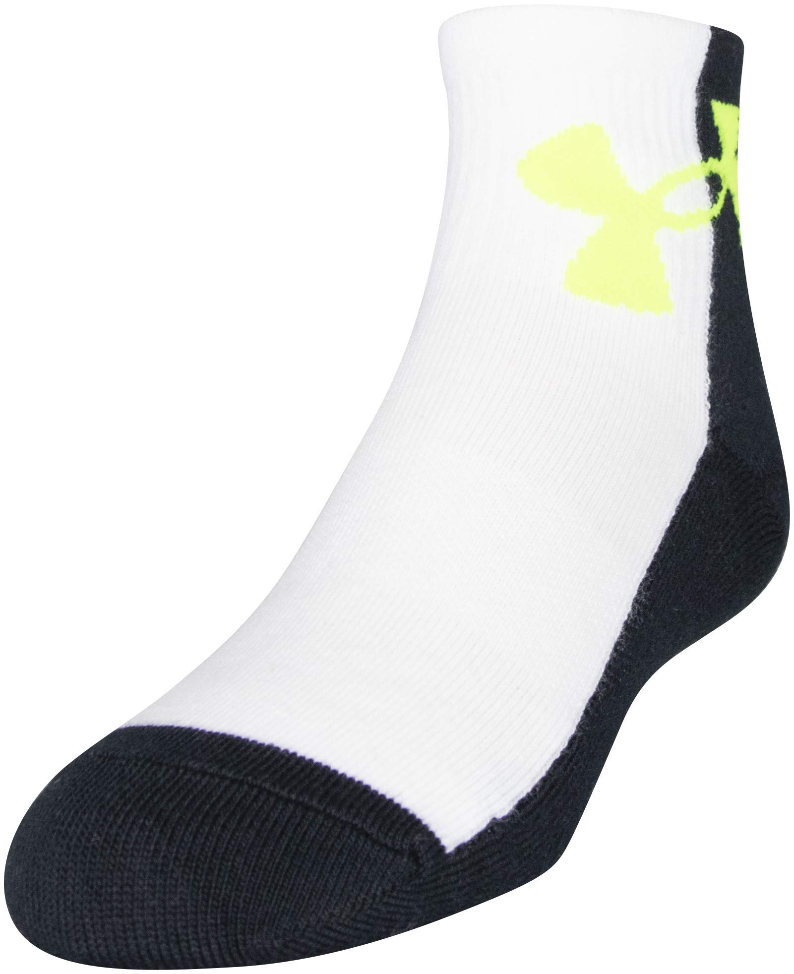 Under Armour Youth Essential Lite Quarter Socks, 6-Pairs, Black/High Vis Yellow Assorted, Small