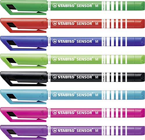 STABILO Fineliner SENSOR M - Wallet of 8 - Assorted Colours