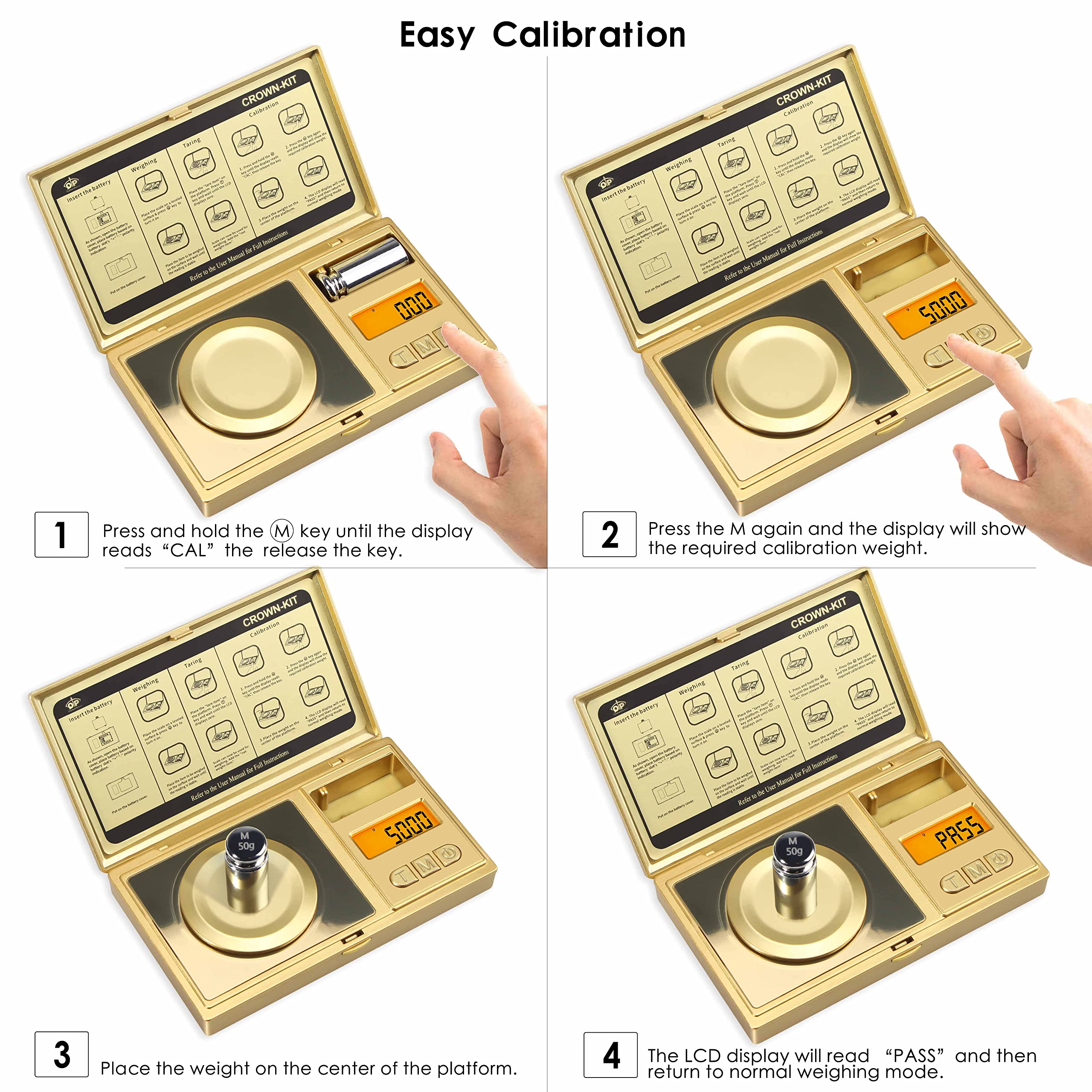 QP Digital Reloading Scale, π² πΆπ» π Crown-Kit, 0.1gn Γ 1500 Grain High Precision Scale with LCD Display, Tare, Powder Scale for Reloading
