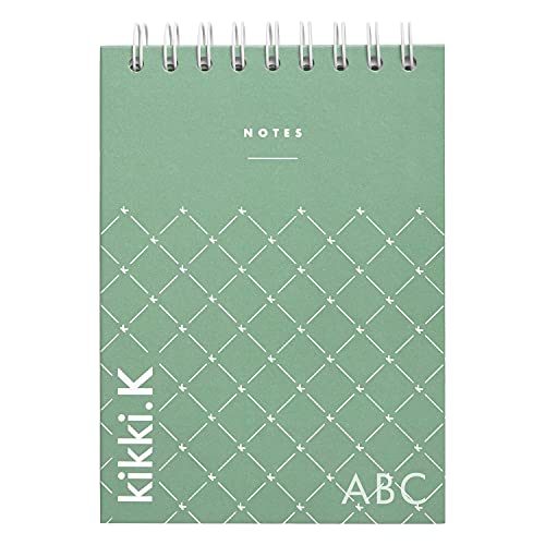 Spiral Coiled Everything Notepad - Thyme: Essentials. 72 Sheets of Quality Colored Paper in 6 Unique Designs. Sturdy Wrapped Greyboard Front and Back Covers by kikki.K