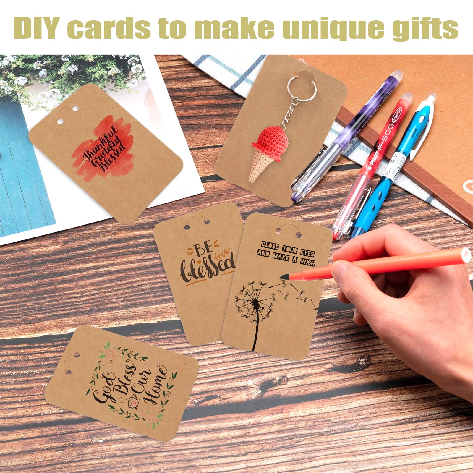 ZYNERY 150 PCS Keychain Display Cards, 3 x 4.7 Inch Keychain Holder with Self-Sealing Bags, Card Display Rack for Displaying Keyring Jewelry Bulk Keychains Packaging Supplies (Kraft)