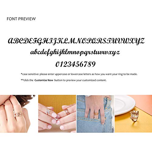 PEIMKO Mothers Grandmothers 4 Names Ring Personalized for Women, Custom Made Name Ring Sterling Silver Birthday Gifts for Women Size 4-15