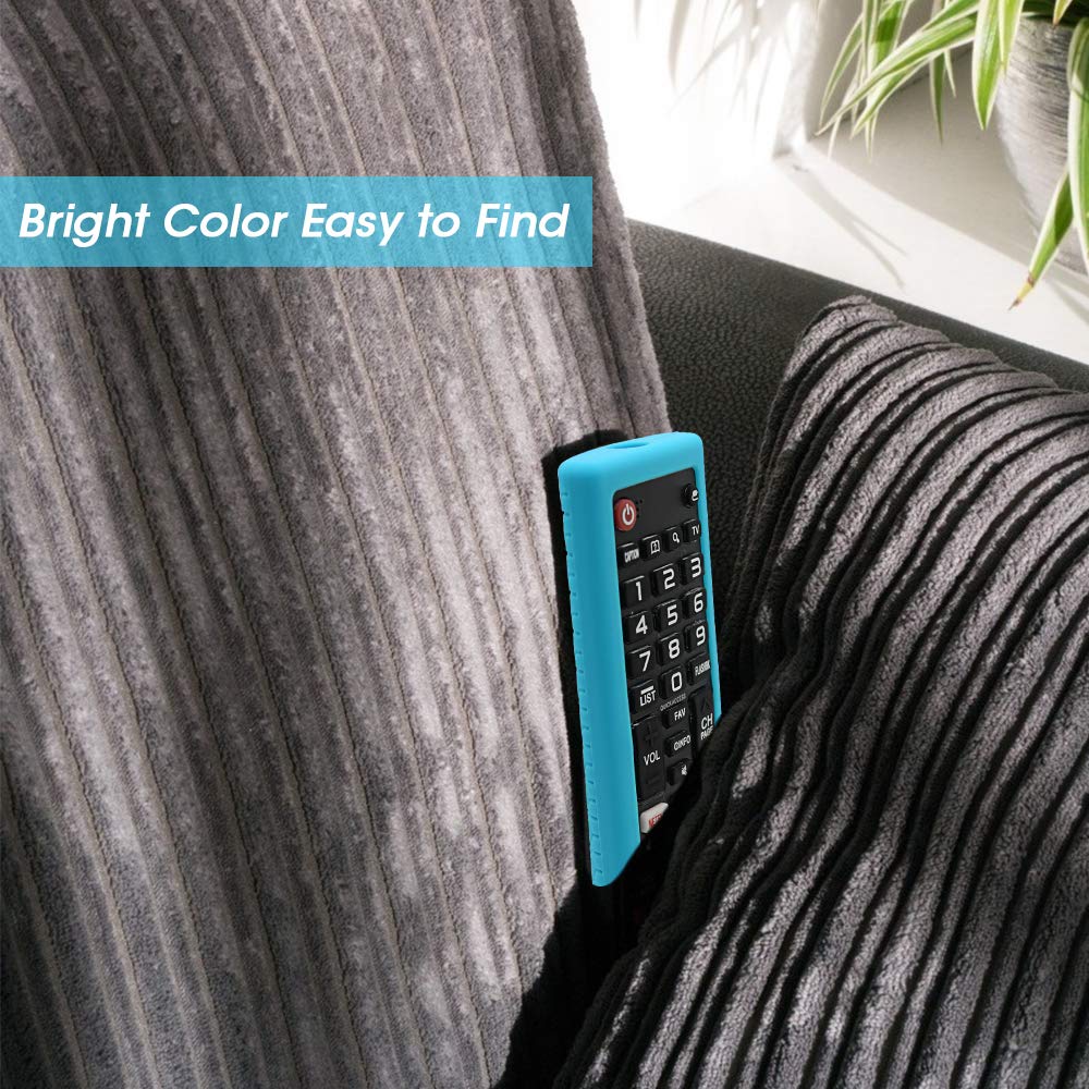 Silicone Protective Case for LG AKB75095307 AKB75375604 AKB74915305 Remote Control, Shockproof Anti-Lost Remote Cover Holder Skin Sleeve Protector for LG Smart TV Remote (Glow Blue)