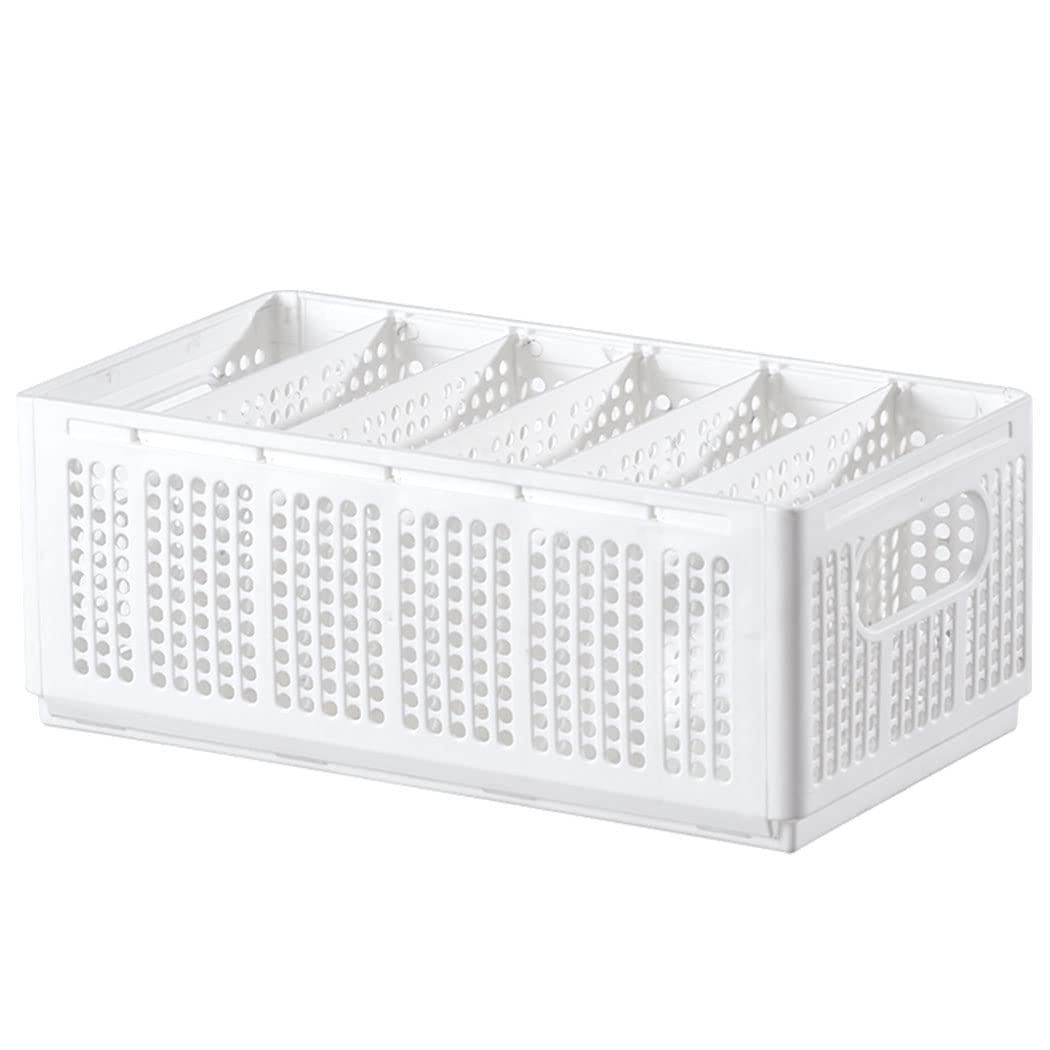 Tokokimo Plastic Closet Storage Basket Bins Cubes Organizer, Collapsible Closet Organizers and Storage with Handles for Storing Socks, Panties, Ties, Crafts, Cosmetics ,Small, 1 pack