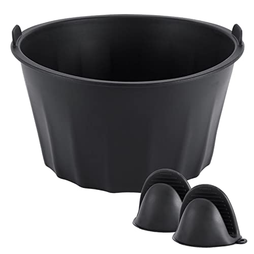 Silicone Slow Cooker Liners,Slow Cooker Divider Insert,Reusable/Leekproof Cooking Liners With Mitts Fit,For 5-6qt Round Slow Cookers,Dishwasher Safe(Black)