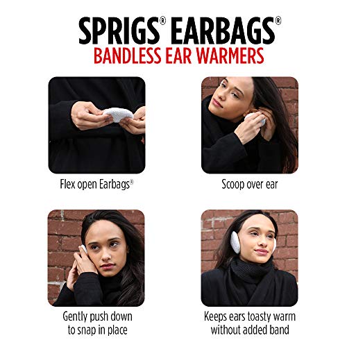 Sprigs Earbags Ear Muffs Cold Weather Ear Warmers For Winter, 2 Layers of Fleece With Thinsulate 2 Pack (Black/Black, Medium)