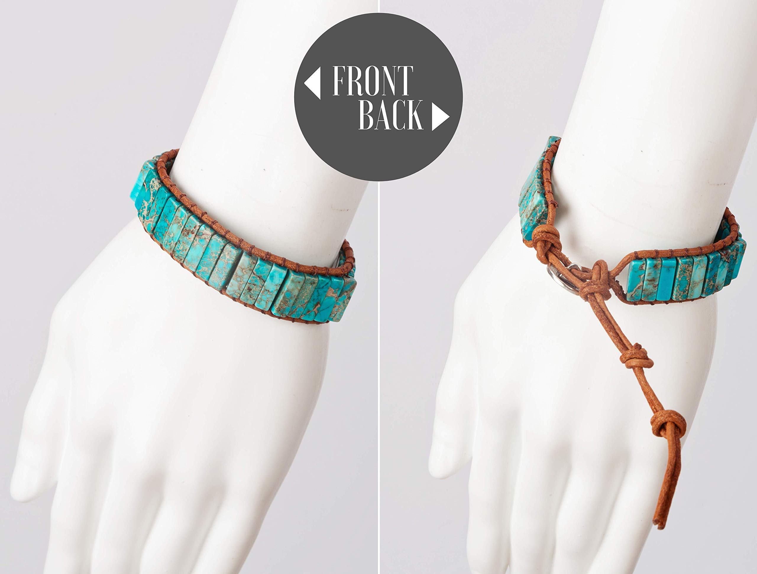 SPUNKYsoul Boho Handmade Wrap Leather Tube Crystal Stone Bracelet for Women (Turquoise)