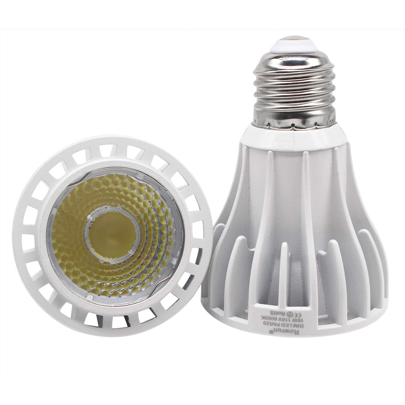 PAR20 16W LED Spotlight, E26 COB 24° Beam Angle Medium Base Cold White AC 120V Dimmable 6000K LED Flood Light 2-Pack