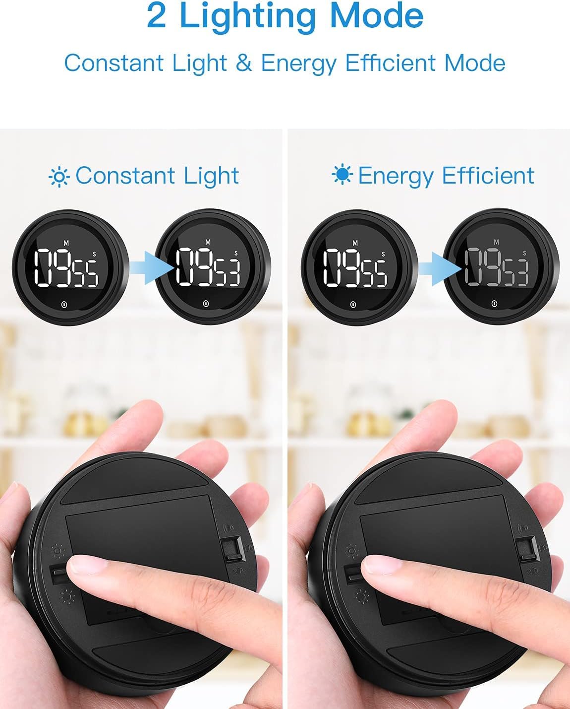 Timers, Digital Kitchen Timer Magnetic with Large LED Display, LIORQUE Countdown Countup Timer for Cooking Classroom Fitness, Volume Adjustable, Easy for Kids and Seniors