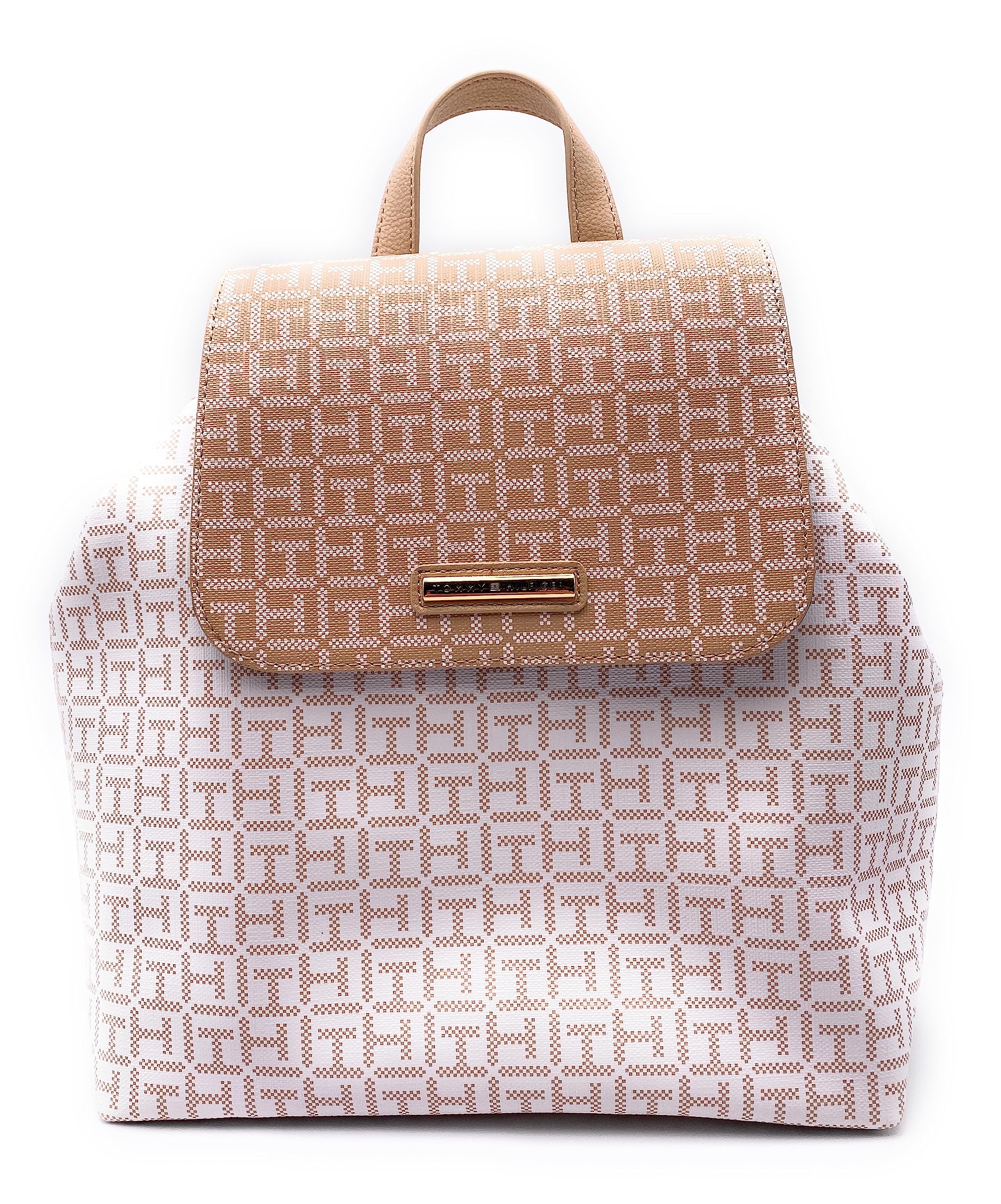 Tommy Hilfiger Laura II Flap Backpack Coated Square Monogram Fawn/Optic White/Optic White/Fawn One Size