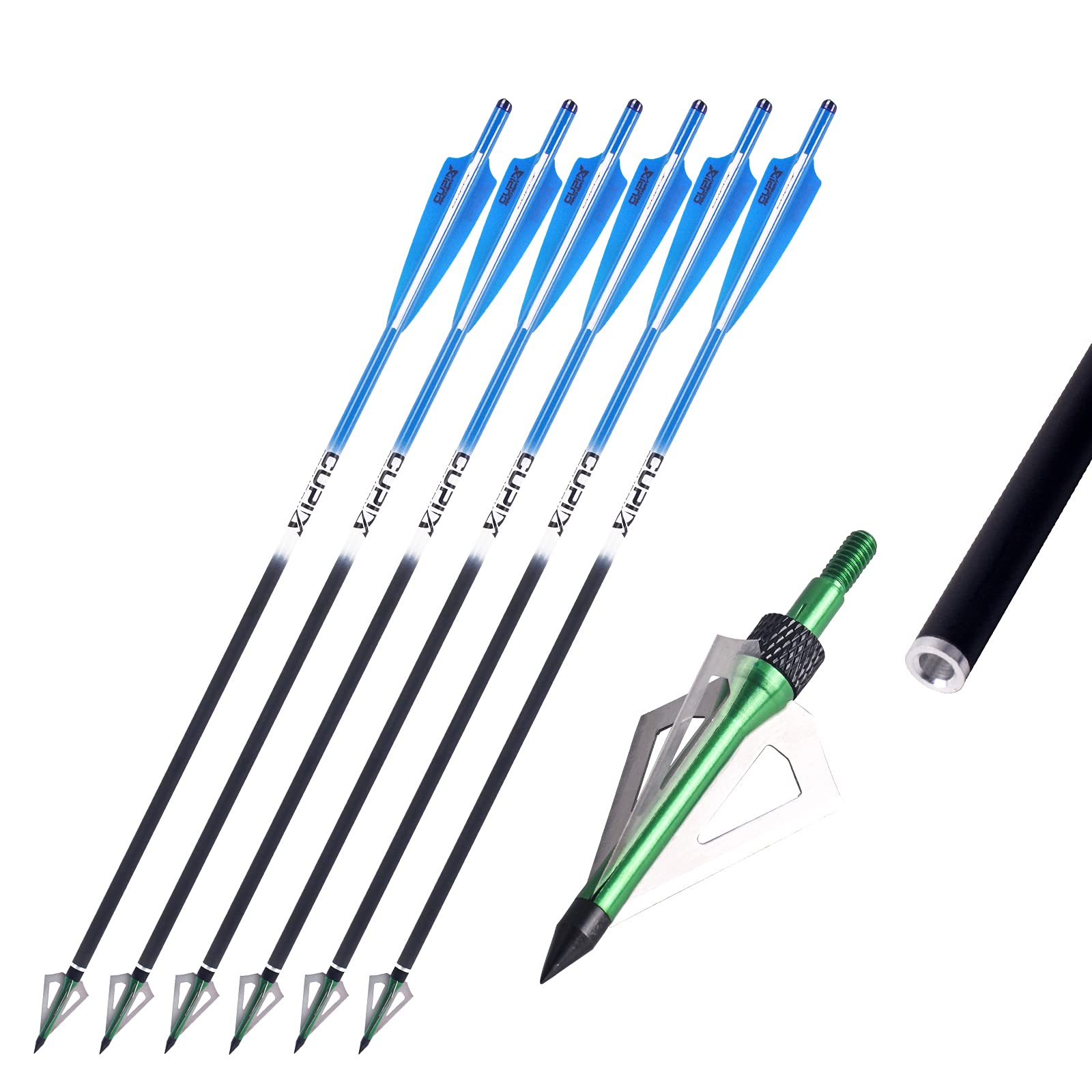 SXSZY Crossbow Bolts 20 Inch ,Carbon for Hunting Archery Arrows with 12 Pack and 6Pcs Broadheads and 4" Vanes