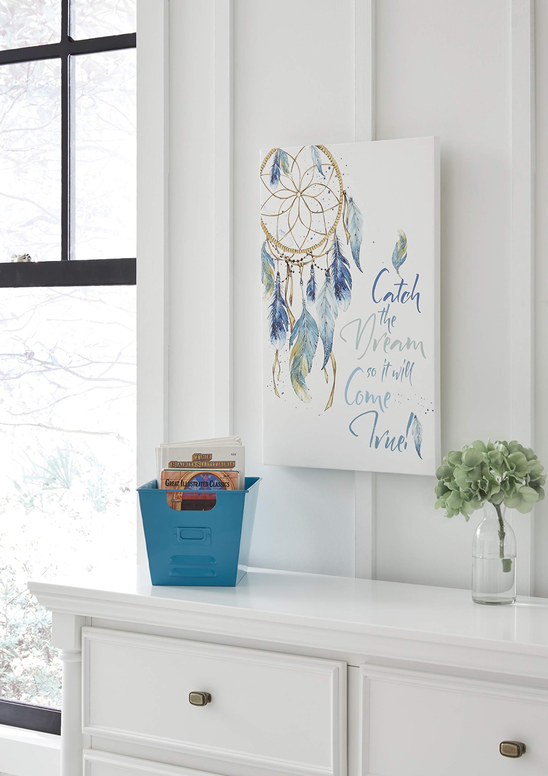 Signature Design by Ashley Ellis Inspirational Dreamcatcher Canvas Wall Art, 16 x2 4, White and Blue