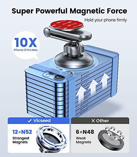 VICSEED Tesla Phone Mount【Strongest Magnet Power】Foldable Hidden Tesla Phone Holder Fit for All Phone, Tesla Model 3 Model Y for MagSafe Car Mount, Tesla Model Y Accessories, Tesla Model 3 Accessories