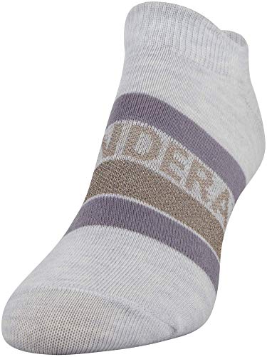Under Armour Women's Essential 2.0 No Show Socks, 6-Pairs , Halo Gray/Slate Purple , Medium