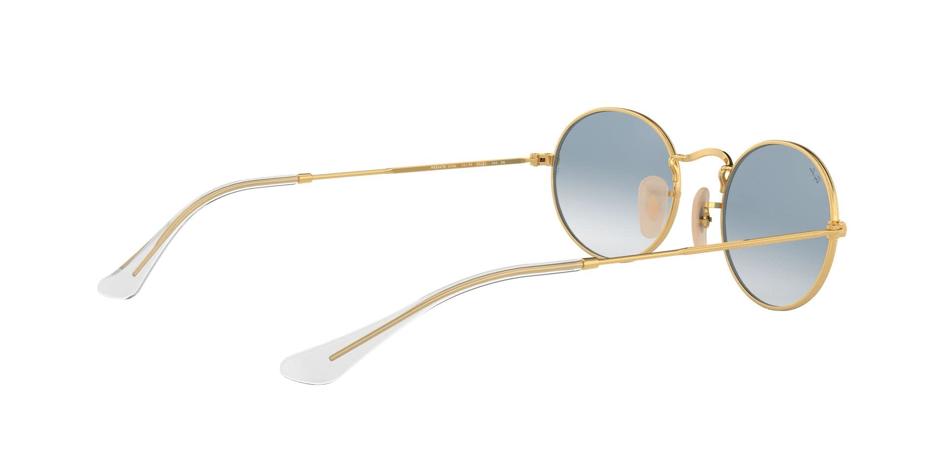 Ray-Ban RB3547N Oval Flat Lens Sunglasses, Gold/Clear Gradient Blue, 51 mm
