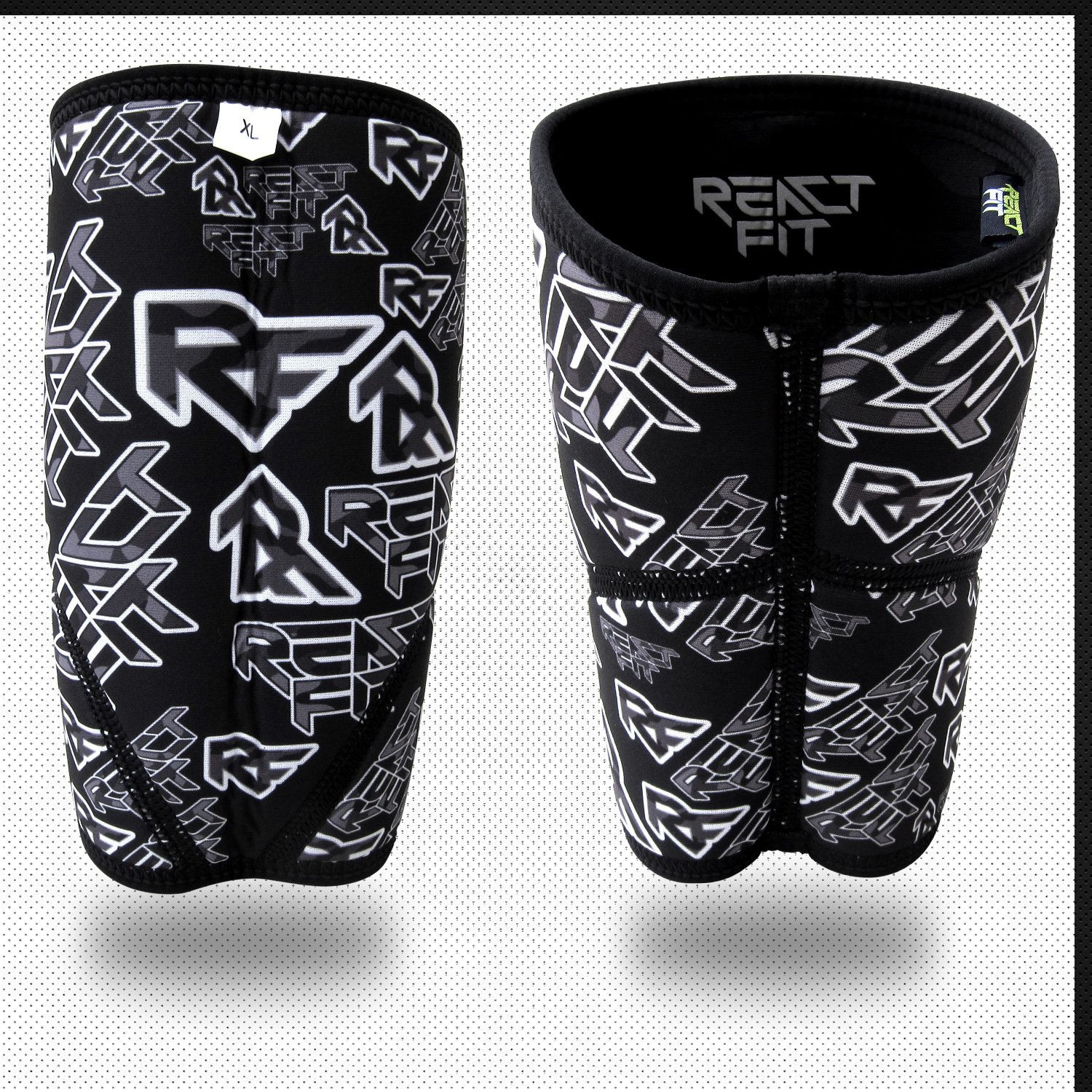 React FIT 7mm SBR Neoprene Knee Sleeves (1 Pair) Support & Compression for Weightlifting, Powerlifting, CrossFit, Training, WOD, GYM, Workout, Sports, Squats, Injury Protection (Medium, Punisher)