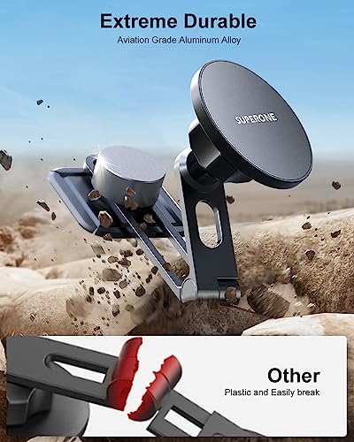 SUPERONE Tesla Phone Mount, Compatible with MagSafe Car Mount for Model 3 & Model Y, [Super Strong Magnet] 360° Rotation for iPhone 15 14 13 Pro/Max MagSafe Case & All Phones, Black