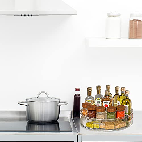 SUPPHOUS Non-Skid Lazy Susan Turntable Display Stand,12 Inch Single Round Rotating Spice Rack,Spinning Organizer for Kitchen Cabinet Organizer and Storagem,Spice Spinner, Under Sink Organizing (White)