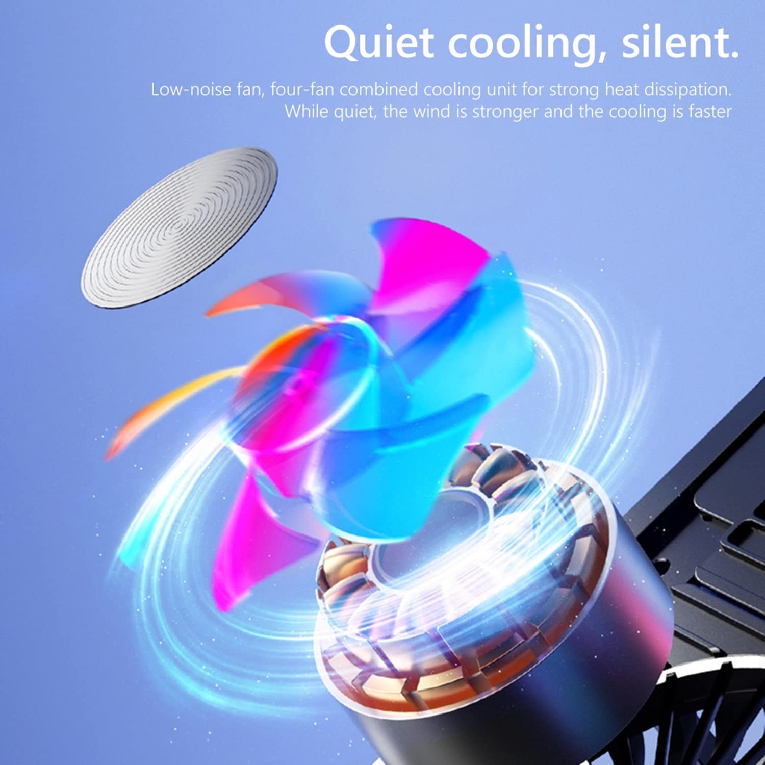 VIELANTRU Laptop Cooling Pad, Laptop Cooler with 4 Quiet Fans with RGB LEDs for Under 17 Inch Notebook Laptop Fan Cooling Pad with Adjustable Height and Type-C Port (Black)