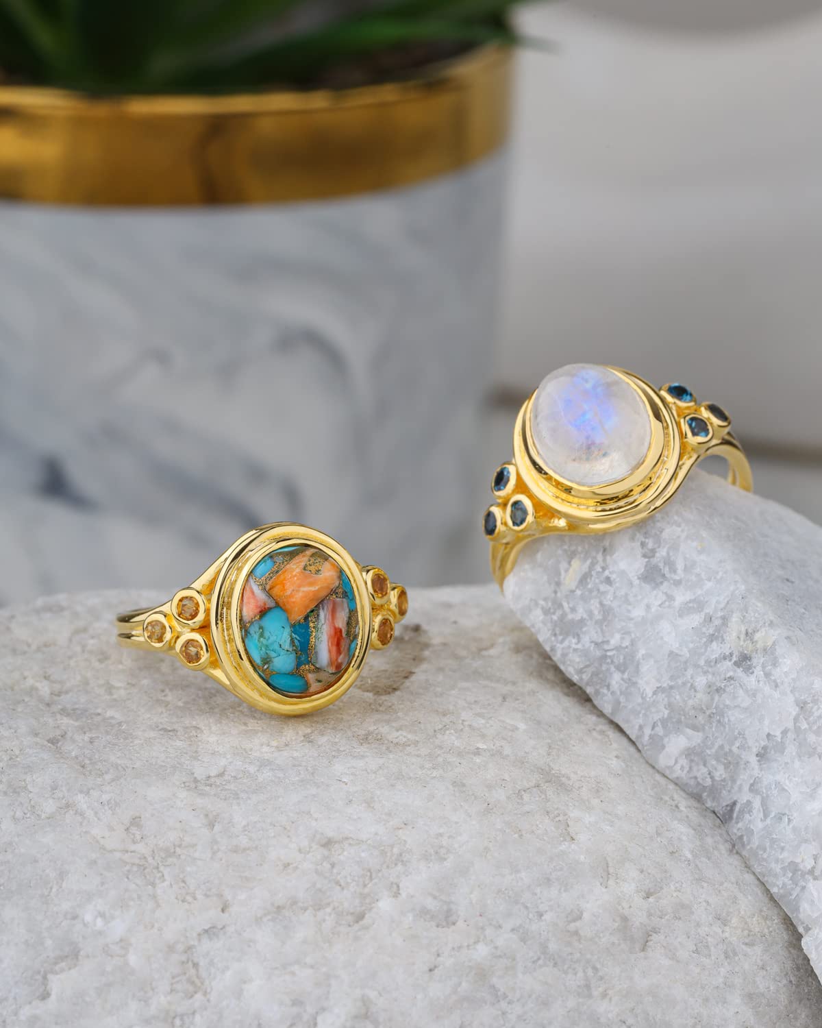 YoTreasure Moonstone London Blue Topaz 14K Gold Plated Over 925 Silver Promise Ring (10)