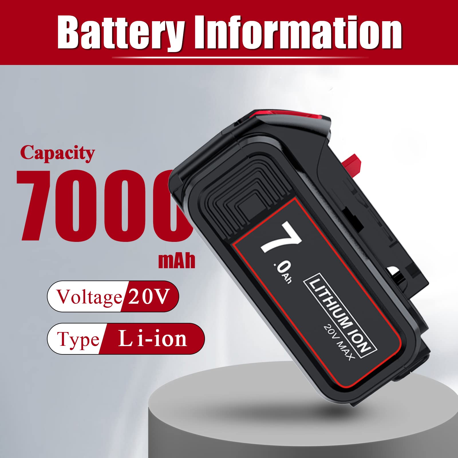 Upgraded 7000mAh 20V Battery Replacement for Dewalt Battery 20V Max Lithium-ion Battery Compatible with Dewalt 20V Battery DCB200 DCB203 DCB204 for Dewalt 20 Volt Battery Cordless Tools 2Pack