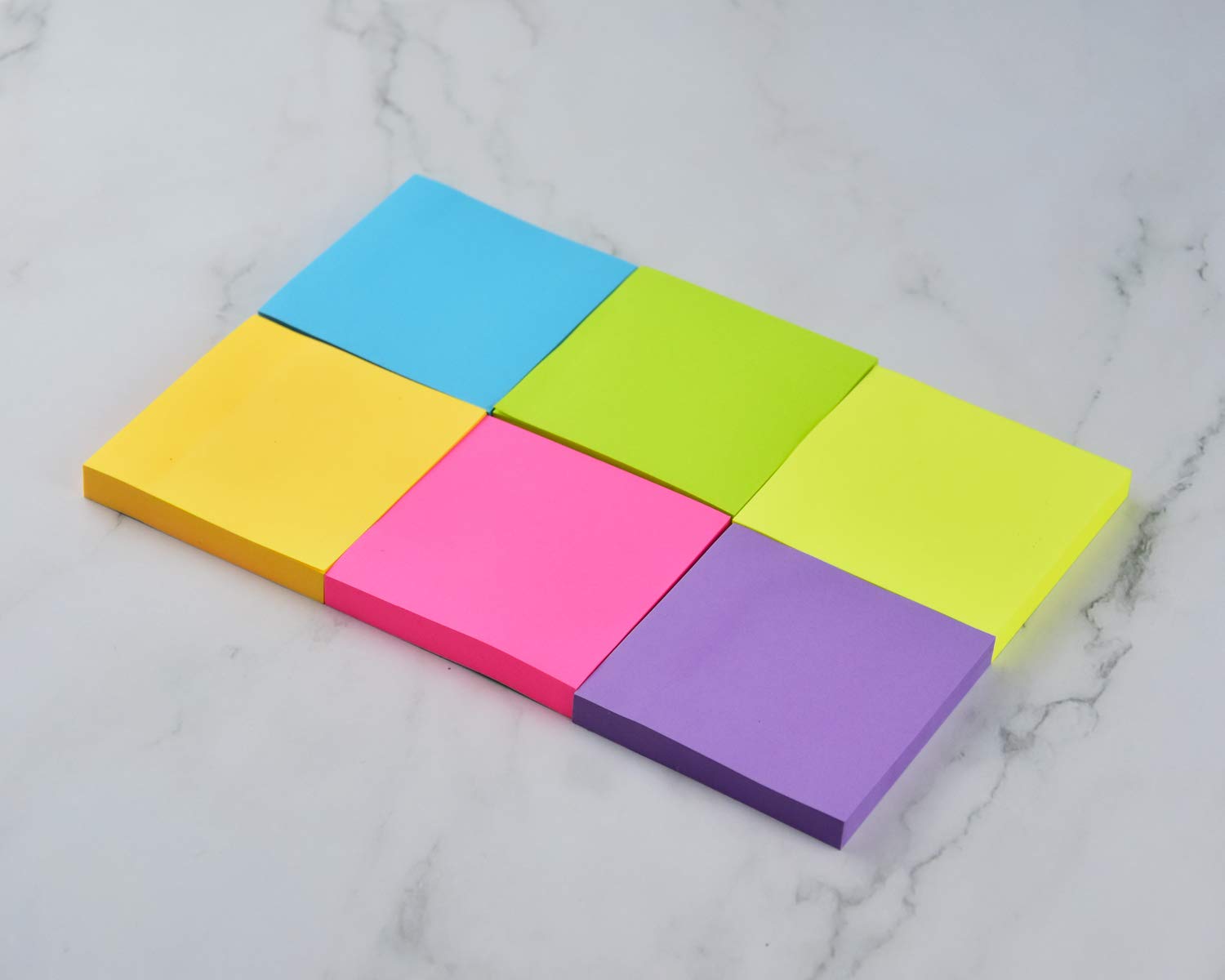Sticky Notes 6 Bright Color 6 Pads Self-Stick Notes 3 in x 3 in, 100 Sheets/Pad