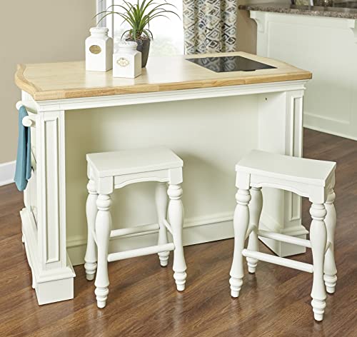 Powell White Kitchen Island, Multicolor