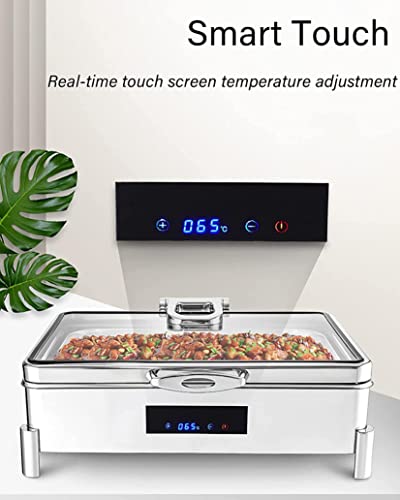 UZOURI 6 Qt Stainless Steel Chafing Dishes Silver Electro-Thermal Chafer Warmer Set with Touch Screen, Chafing Dishes Buffet for Wedding Kitchen Party Banquet Dining,B (B)