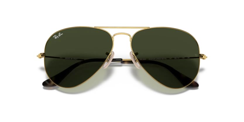 Ray-Ban RB3025 Aviator Large Metal Non-Polarized Sunglasses For Men For Women Gold/Green + BUNDLE with Designer iWear Eyewear Kit