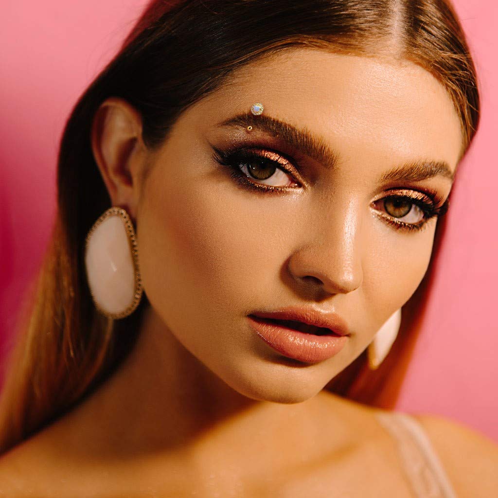 Prong Set Opal Center with CZ Paved Surrounding 316L Surgical Steel Eyebrow Rings/Curved Barbells (Rose Gold/Opal White)