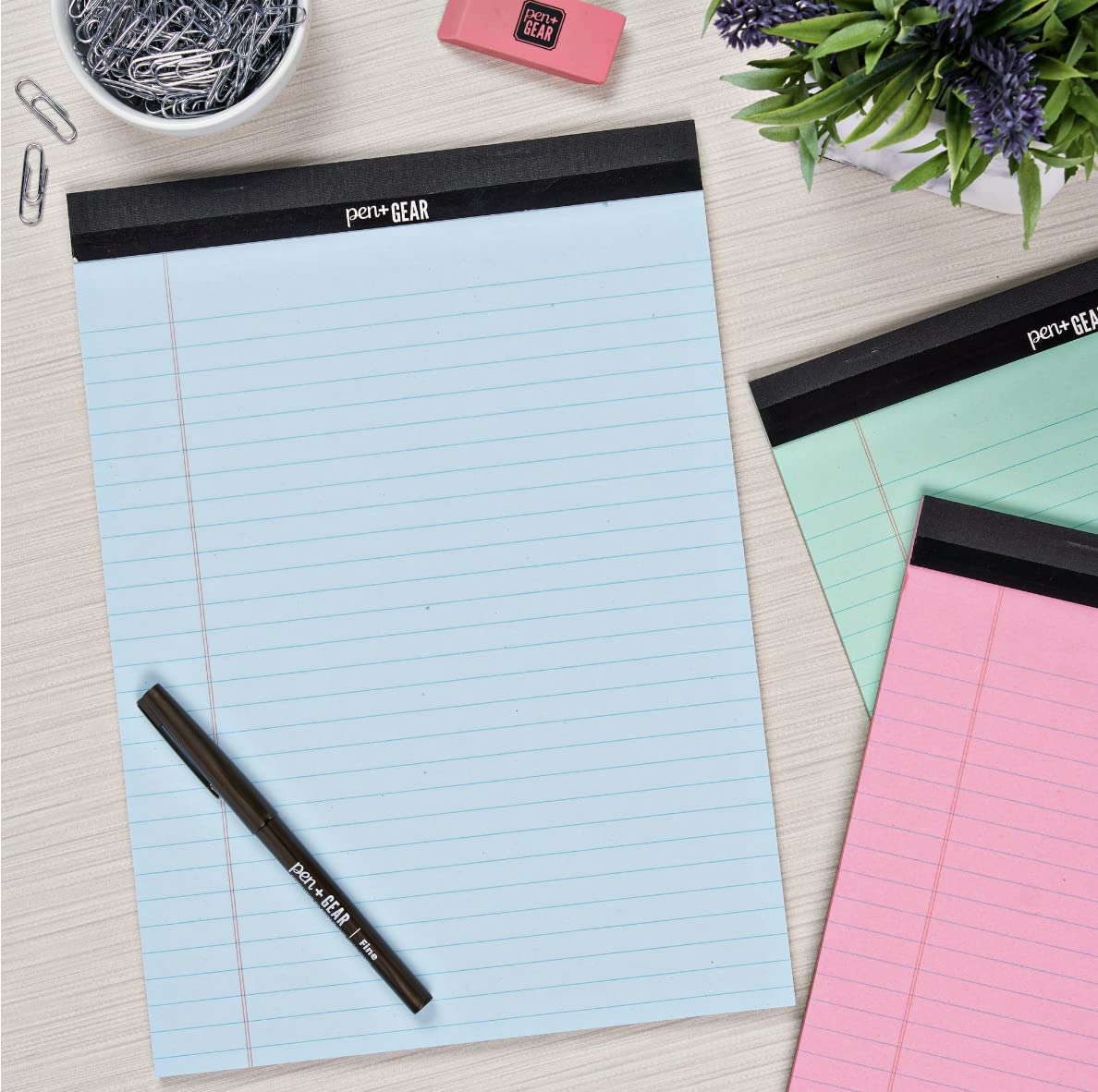Pen+Gear 8.5" x 11.75" Pastel Legal Pads (Green, Blue, Pink)