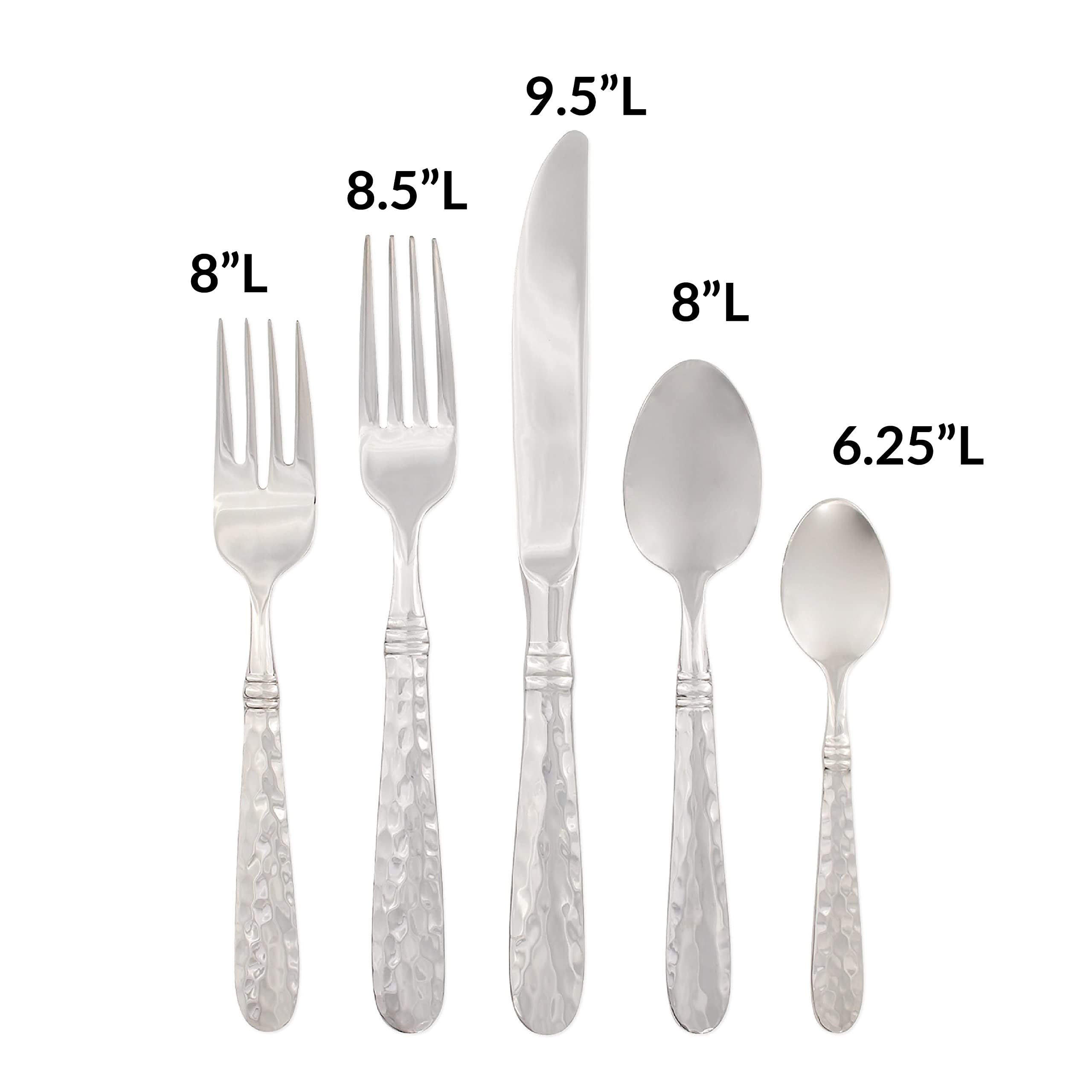 Vietri Martellato 5-Piece Place Setting - Handmade 18/10 Stainless Steel Utensils Set